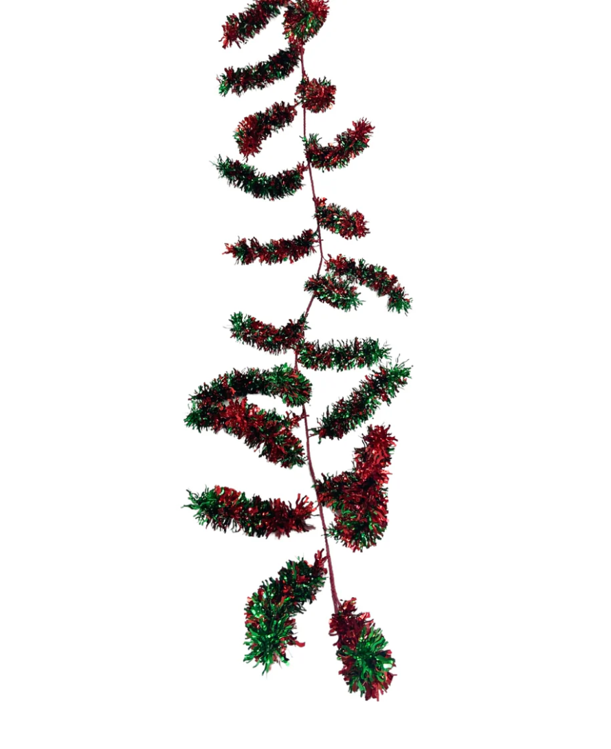 Metallic Jumbo Tussled Tinsel Garland 60” - Red/Green – House Of Moseley